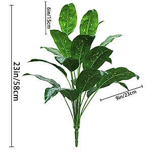 Beebel Artificial Plants Shrubs Stems Taro Leaf Faux Ficus Plant Indoor Outdoor Greenery for Floral Arrangement Farmhouse Home Garden Wedding Patio Indoor Decor