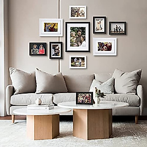 Nacial Picture Frames 11x14 inch Set of 4, White Photo Frame With Wood Grain, Display 8x10 Photo with Mat, Display 11x14 photo without Mat, Picture Frames Collage for Wall