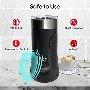 Milk Frother and Steamer, JOKARWAY Milk Frothers for Coffee, Hot&Cold 8.1oz/240ml Automatic Milk Steamer and Frother for Latte, Cappuccinos, Macchiato, Stainless Steel Coffee Frother Electric 2 Whisks