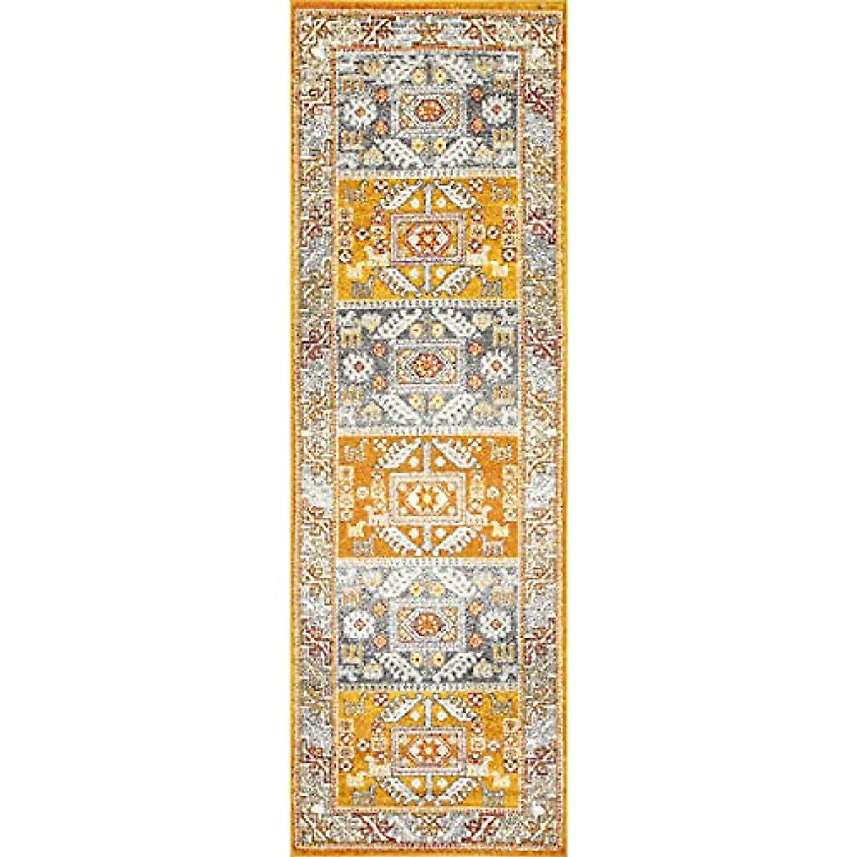 nuLOOM Vintage Lorena Tribal Runner Rug, 2' 6" x 6', Yellow