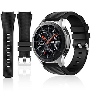 Compatible for Samsung Galaxy Watch 3 45mm Band - Gear S3 Frontier & Classic Bands/ Galaxy Watch 46mm bands, 22mm Soft Silicone Replacement Black Bands Sports Straps Breathable Men and Women
