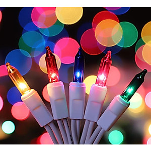 JUSTPRO 21.6ft White Wire Multicolor String Lights, 100 Count Incandescent Christmas Lights, UL Certified Mini Christmas Lights Outdoor String Lights for Bedroom, Wedding, Party, Tree Decor