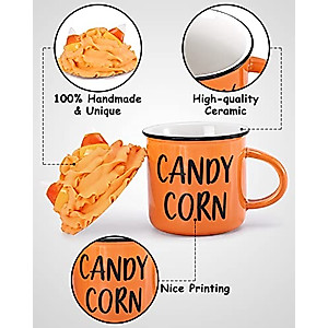 Halloween Mini Coffee Mugs with Faux Whipped Cream Mug Toppers Spider Candy Corn Mug Toppers Halloween Tiered Tray Decorations Novelty Halloween Witches Gift for Woman Coffee Table Centerpieces