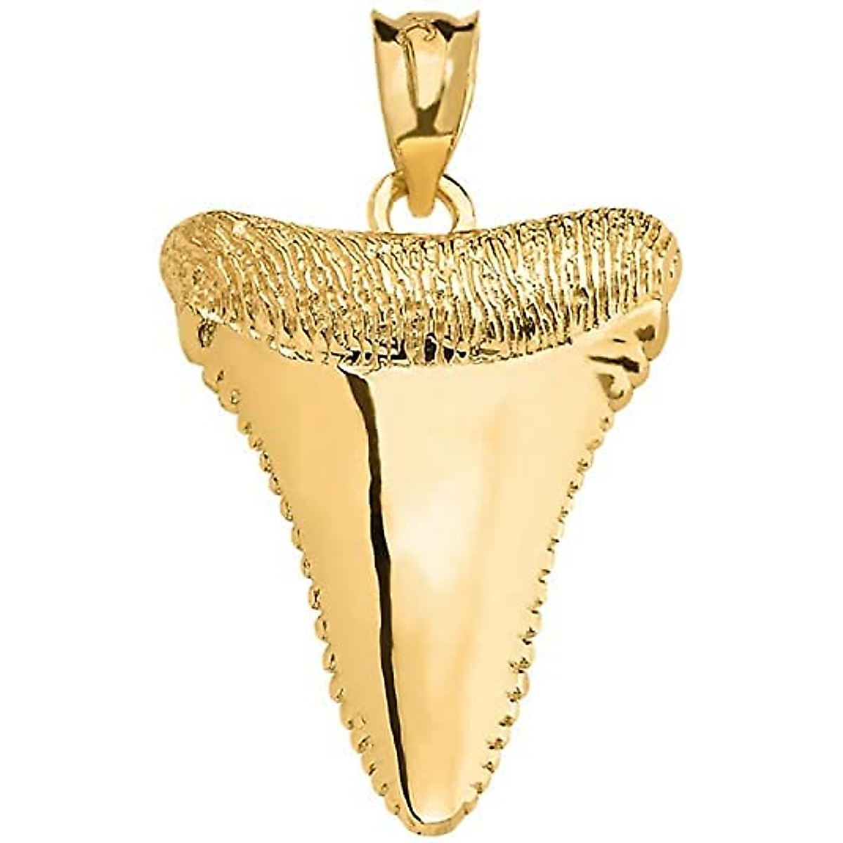 14K Yellow Gold 1-1/8” Lucky Shark Tooth Pendant - Pendant Only