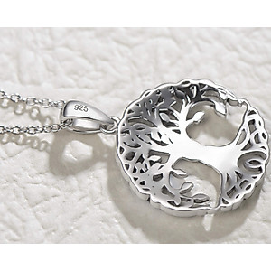 AGVANA Sterling Silver Tree of Life Celtic Knot Dainty Pendant Necklace for Women Family Tree Necklace Anniversary Birthday Gifts for Women Wife Grandma Her with Velvet Bag