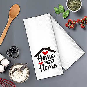 RZHV Home Sweet Home Kitchen Towel, Funny Heart Dish Towel Gift for Women Sisters Friends Mom Aunty Hostess, Housewarming New Home, Dish Towel with Sayings
