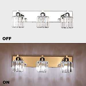 Aipsun Crystal Vanity Light Fixtures Modern Vanity Light for Bathroom Crystal Bathroom Lighting Fixture Wall Light Over Mirror 3 Lights(Not Include Bulb)