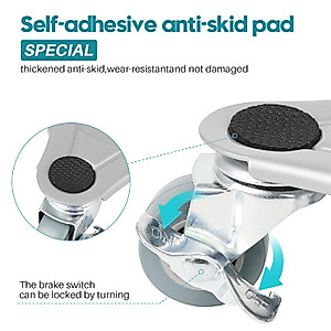 2024 Upgraded Heavy Furniture Movers with Brake Holding 3086LBS Load capcity with 5 Wheels, Silicone Anti Slip Sleeve, 360° Rotation,Sturdy Carbon Steel Panel, Flexible Mobility