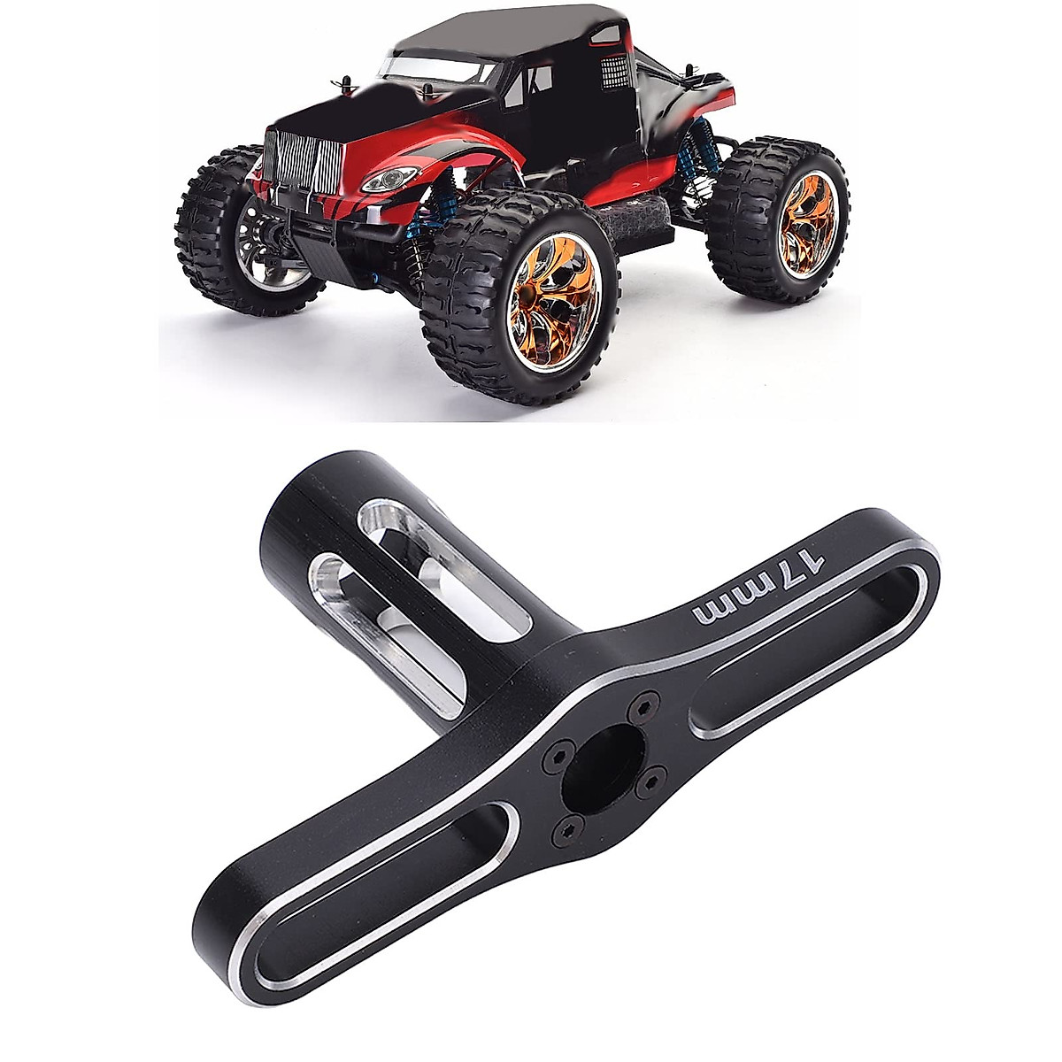 Dilwe RC Hex Nuts Sleeve Wrench, Aluminum Alloy 17mm Hex Sleeve Wrench for 1/8 1/10 RC Off Road Car Wheel RC Accessories