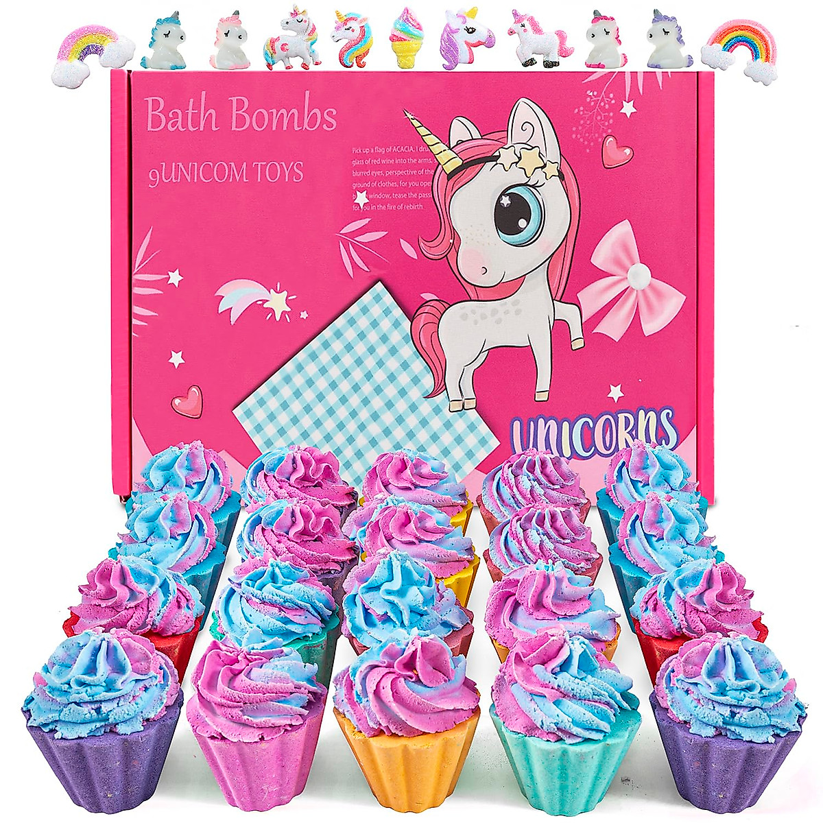 Bath Bombs for Kids with Surprise Unicorn Inside, 20 Kids Bath Bombs Gift Set, Handmade Bubble Bath Fizzes Bomb for Chrildren Birthday Christmas and Party Favor Christmas Gifts Set for Girls