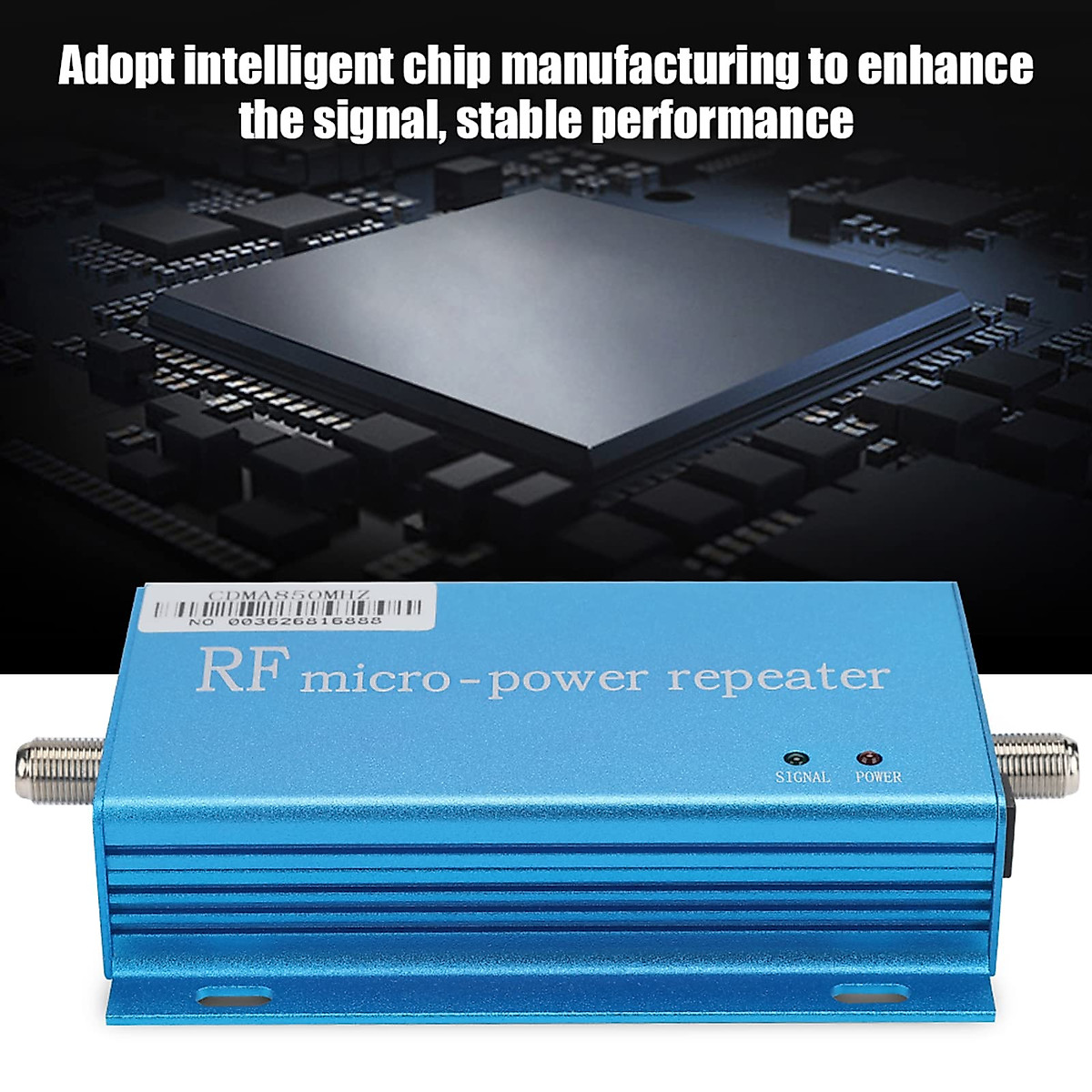 RF Micro Power Repeater Intensifier Amplifier Booster with Intelligent Chip Stable Performance and 10m Sucker Cable Small Antenna Set(US)