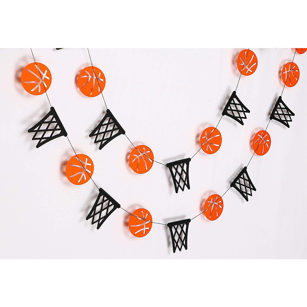 Basketball and Basketball Hoop Garland Party Banners Sports Theme Party Hanging Decorations Basketball Paper Garland Basketball Birthday Party Slam Dunk Party March Madness Party Decoration