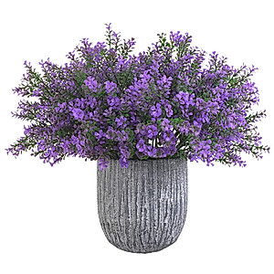 Milk&Honey 4 Bunches Four Leaf Clover Dense Leaves Artificial Plants Greenery for Home Decor Indoor Outdoors Home Garden, Living Room, Dining Table, Bedroom Decoration (Purple), 11.5x11x11 inches