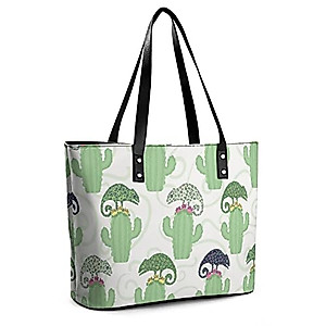 Womens Handbag Cactus Leather Tote Bag Top Handle Satchel Bags For Lady