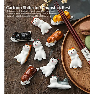 STJDM APULM Shiba dog chopstick holder Creative ceramic ornament chopstick holder chopstick holder cute fashion desktop decoration chopstick holder kitchen supplies restaurant bistro 5 pieces (A-5)
