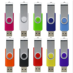 100 Pack 16MB 5 Random Colors USB Flash Drives USB 1.0 Swivel Design Flash Drive Wholesale Bulk for Byte-Level Data Storage CNC Machine Tools Embroidery Machine (5 Random Colors, 16MB)