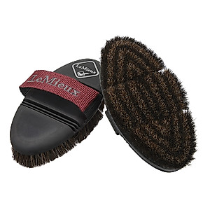 LeMieux Flexi Hair Body Brush for Horses - Black - Natural Bristles - Ergonomic Shape - One Size