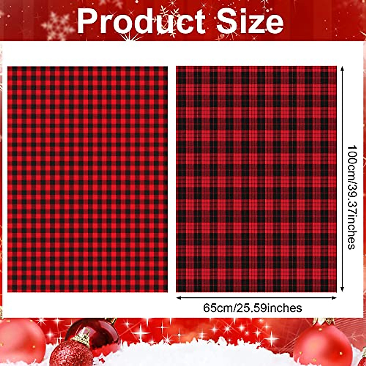 2 Pieces Christmas Sack Buffalo Plaid Drawstring Storage Bags Exlarge 39.37 x 25.9 Inch Xmas Storing Sacks Bags for Party Favors Supplies (Black and Red Plaid)