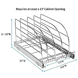 HOLDN’ STORAGE Pull Out Organizer for Cookie Sheet, Cutting Board, Bakeware, and Tray, Heavy Duty-5 Year Limited Warranty- for Kitchen Pantry Cabinets, 12.5”W x 21”D x 11 1/2" H, Chrome