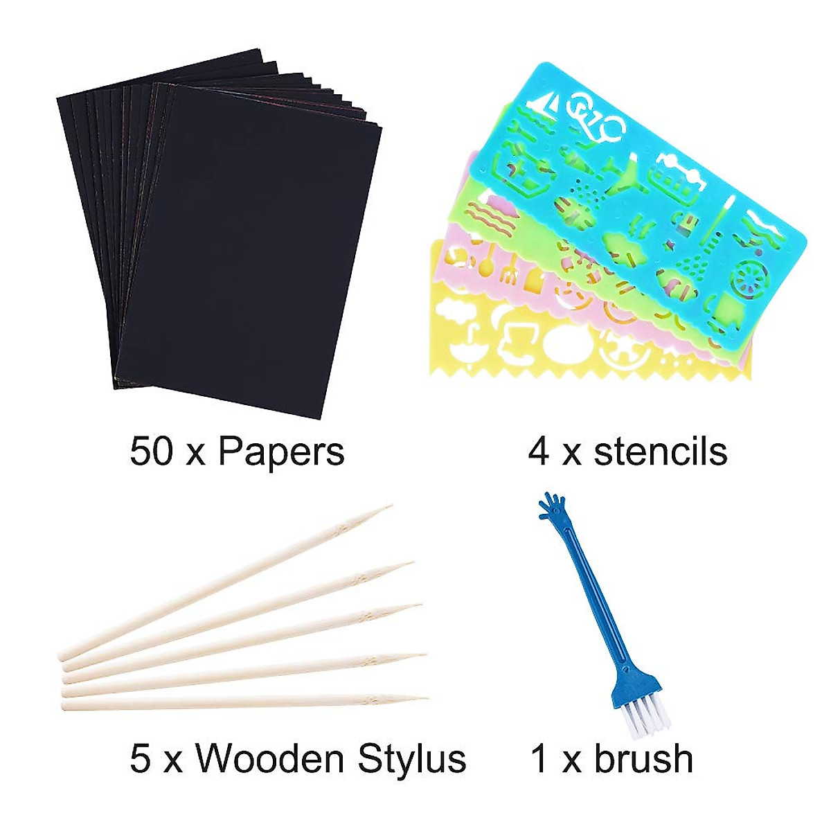 DAIKOYE Christmas Crafts 50 PCS Rainbow Magic Scratch Paper for Kids Black Scratch Off Art Crafts Notes Boards Sheet for Birthday Party Game Activities Gift Easter Party Game