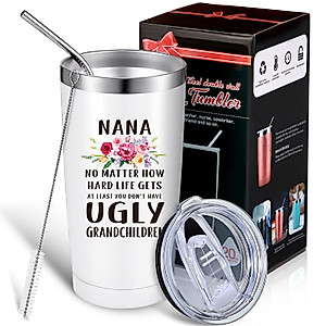 Patelai Nana Gifts, Nana at Least You Don't Have Ugly Grandchildren, Nice Grandma Mom Gifts for Mother's Day Thanksgiving Day Birthday, 20 oz Insulated Travel Tumbler with Lid Gift Box