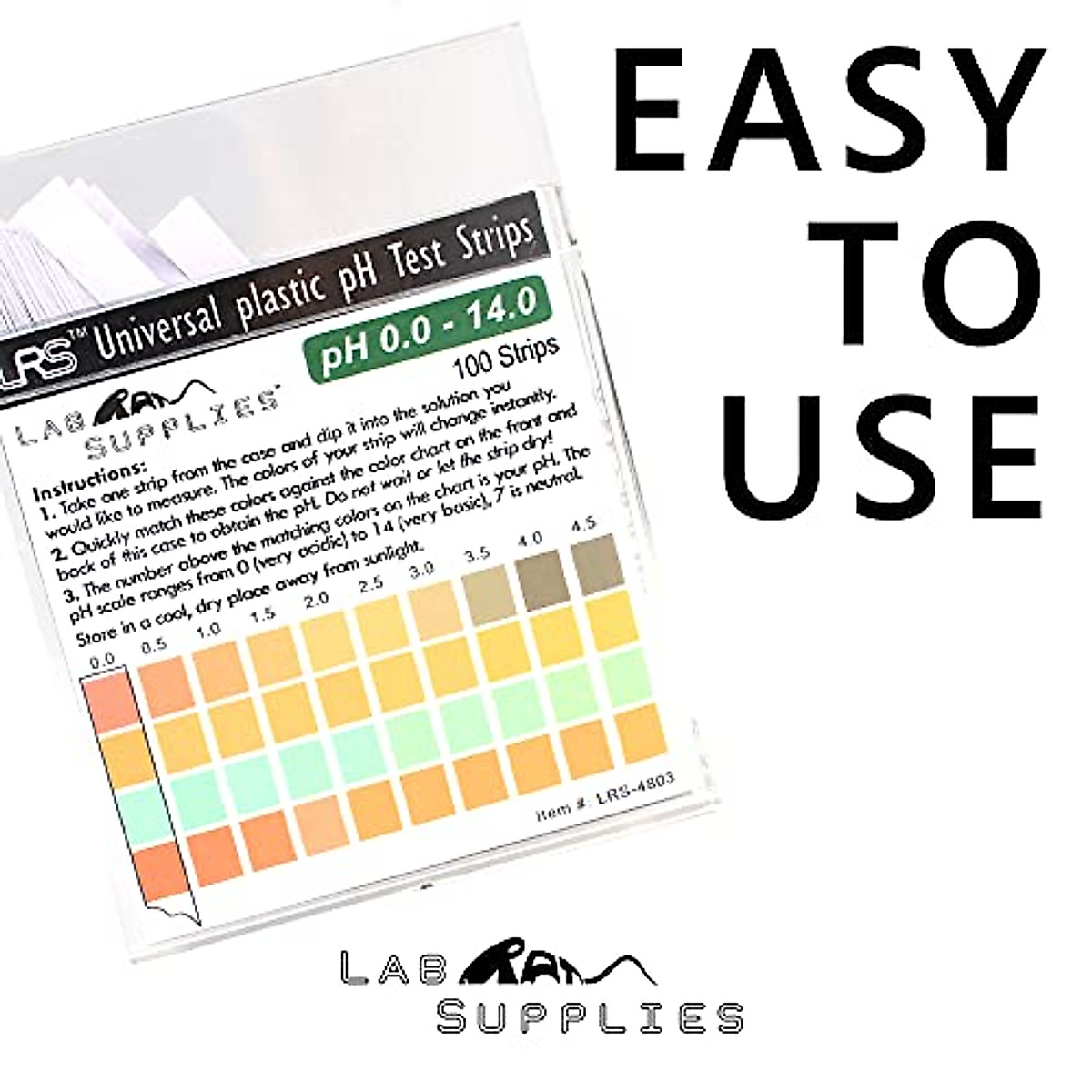 Plastic pH Test Strips, Universal Application (pH 0.0-14.0, 0.5 pH Intervals), 100 Strips