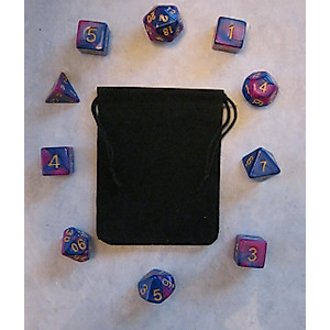 Cosmic (Purple / Blue) RPG D&D Dice Set: 7 + 3d6 = 10 polyhedral die plus bag!