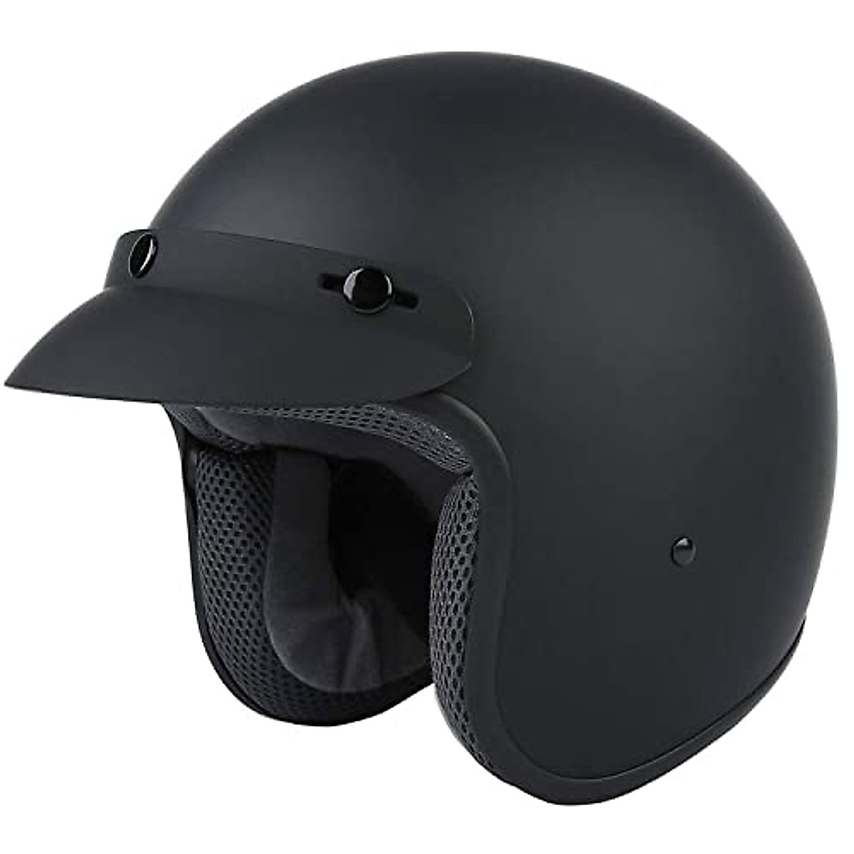 TCT-MOTORPARTS Adult Helmet 3/4 Open Face Motorcycle Scooter DOT Helmet Sun Visor Size Small Matte Black