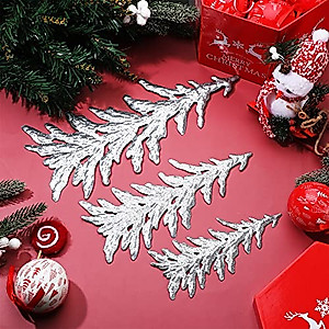 4 Pieces Christmas Pine Sculpture Metal Tree Christmas Metal Pine Tree Metal Wall Art Decor for Home Office Outdoor Wall Decor (Silver)