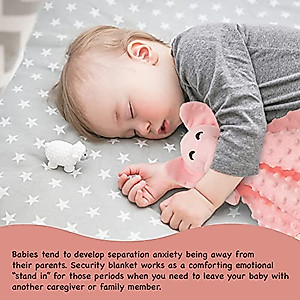 Pink Baby Elephant Security Blanket Baby Stuffed Elephant Toy Lovie Blanket for Infant Boys and Girls Baby Comforting Elephant Blanket for Newborns 16in