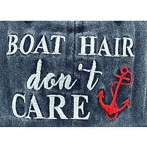 Women's Baseball Cap Boat Hair Don't Care Vintage Distressed Embroidered Dad Hat
