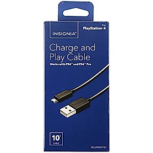 Insignia - 10 Charge-and-Play Micro USB Cable for DUALSHOCK 4 Controllers