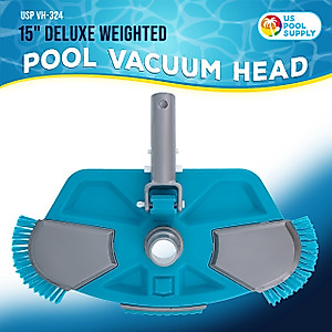 U.S. Pool Supply Deluxe Weighted Pool Vacuum Head with Side Brushes, Swivel Connection, EZ Clip Handle - for Above Ground & Inground Swimming Pools – Vinyl Liner Floor, Wall, Step, Corner Cleaner