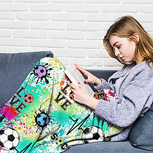 Soccer Blanket for Girls Ultra Soft Flannel Soccer Throw Blanket for Soccer Lovers Soccer Players Team Merch Soccer Gifts Stuff 50"x40"