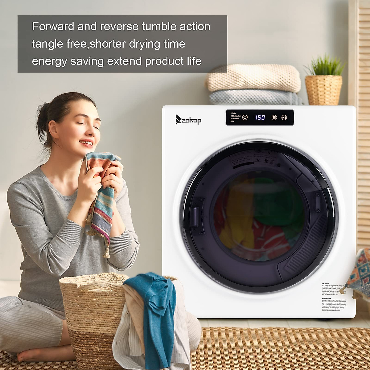 Winado Portable Clothes Dryer 11 lbs Capacity, 3.5 cu.ft Compact Laundry Dryer, w/LCD Display, Stainless Steel Drum, Exhaust Pipe for Apartment Home Dorm 110V 1300W