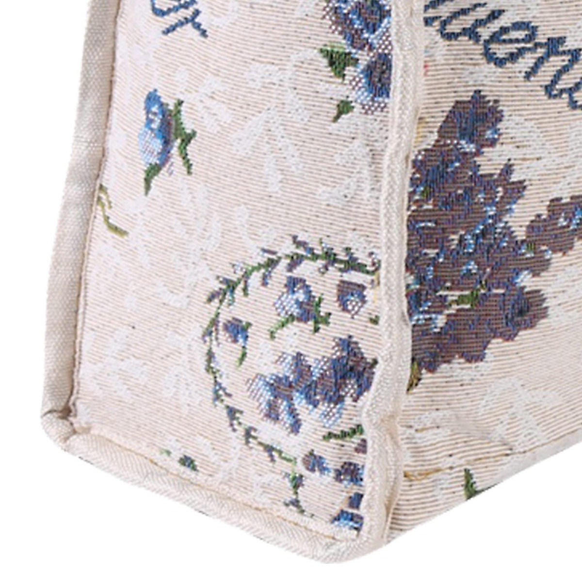 Knitting Needles Storage Bag, Exquisite Wood Handle Fabric Storage Bag Household Yarn Storage Tote Organizer Sewing Accessories for Knitting Needles Sewing Tools Storage Bag (Blue Flower)