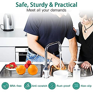 Roll Up Dish Drying Rack, 20.4’’ x 14.1’’ Over The Sink Multipurpose Roll Up Dish Rack Kitchen Portable Roll Up Sink Drying Rack, Anti-Slip Silicone Rolling Dish Drainer for Kitchen Counter