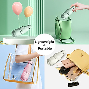 Trenovo Travel Mini Folding Compact Umbrella With Case - 8 Ribs Lightweight Portable for Sun & Rain, Small Pocket for Girls and Women - Orange