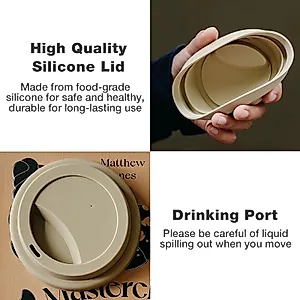 Gencywe Ceramic Travel Mugs with Silicone Lids, 15 oz Portable Coffee Mug Travel Unique To Go Mug, Reusable Coffee Cups with Non-Slip Sleeve, Cappuccino,Tea,Latte,Iced Coffee Cups, Dishwasher Safe