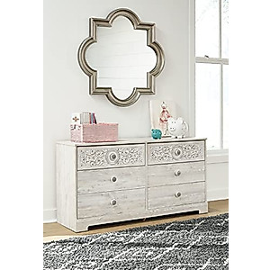 Signature Design by Ashley Paxberry Bohemian 6 Drawer Dresser with Carved Medallion Pattern, White