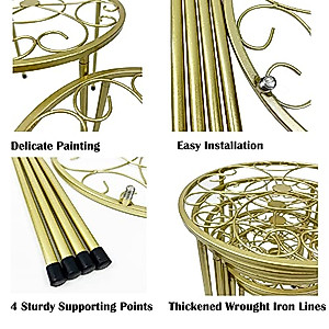 HAINARverS Metal Plant Stands 5-Pack, Heavy Duty Rustproof Iron Corner Flower Pot Stand Holder, Round Supports Display Rack Tiered Plant Stand Shelf For Indoor And Outdoor Multiple (Gold)