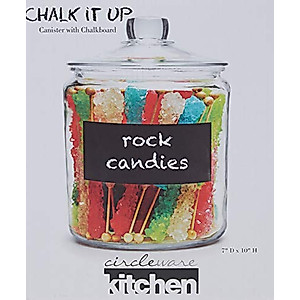Circleware Large 1.1 Gallon Mason Jar Chalkboard Glass Canister with Lid and Handle, Kitchen Glassware Food Beverage Preserving Container.