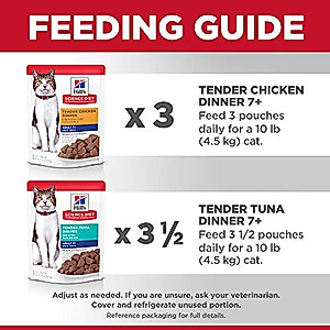 Hill's Science Diet Senior 7+ Wet Cat Food Pouch, Variety Pack Chicken and Tuna, 2.8 oz, 12 pk