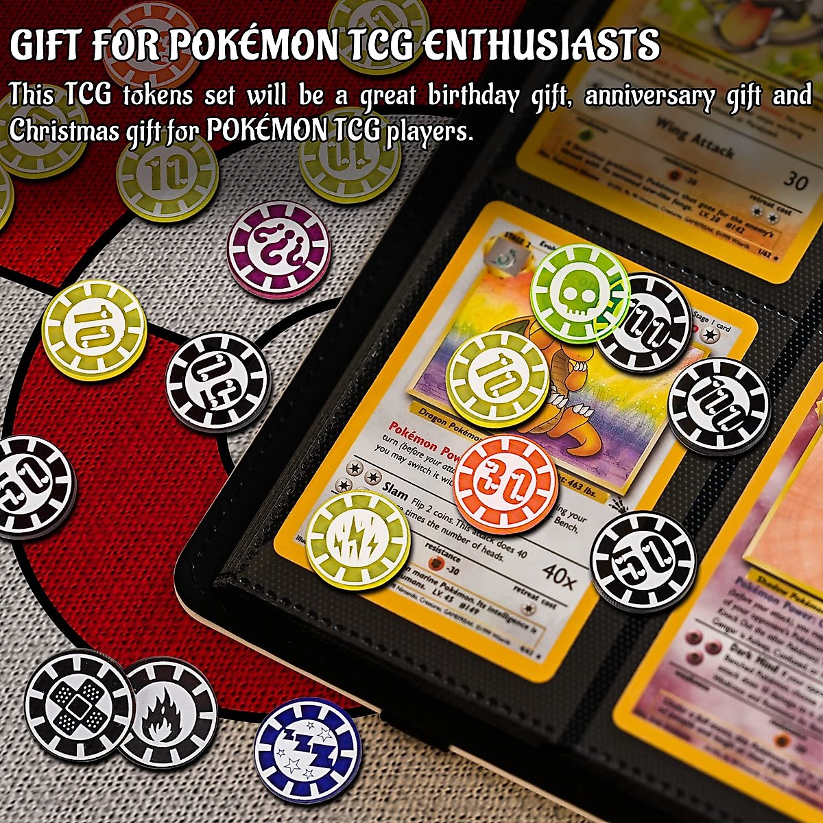CZYY Damage and Status Counters Set of 24 Acrylic Effect Tokens Combatible with TCG