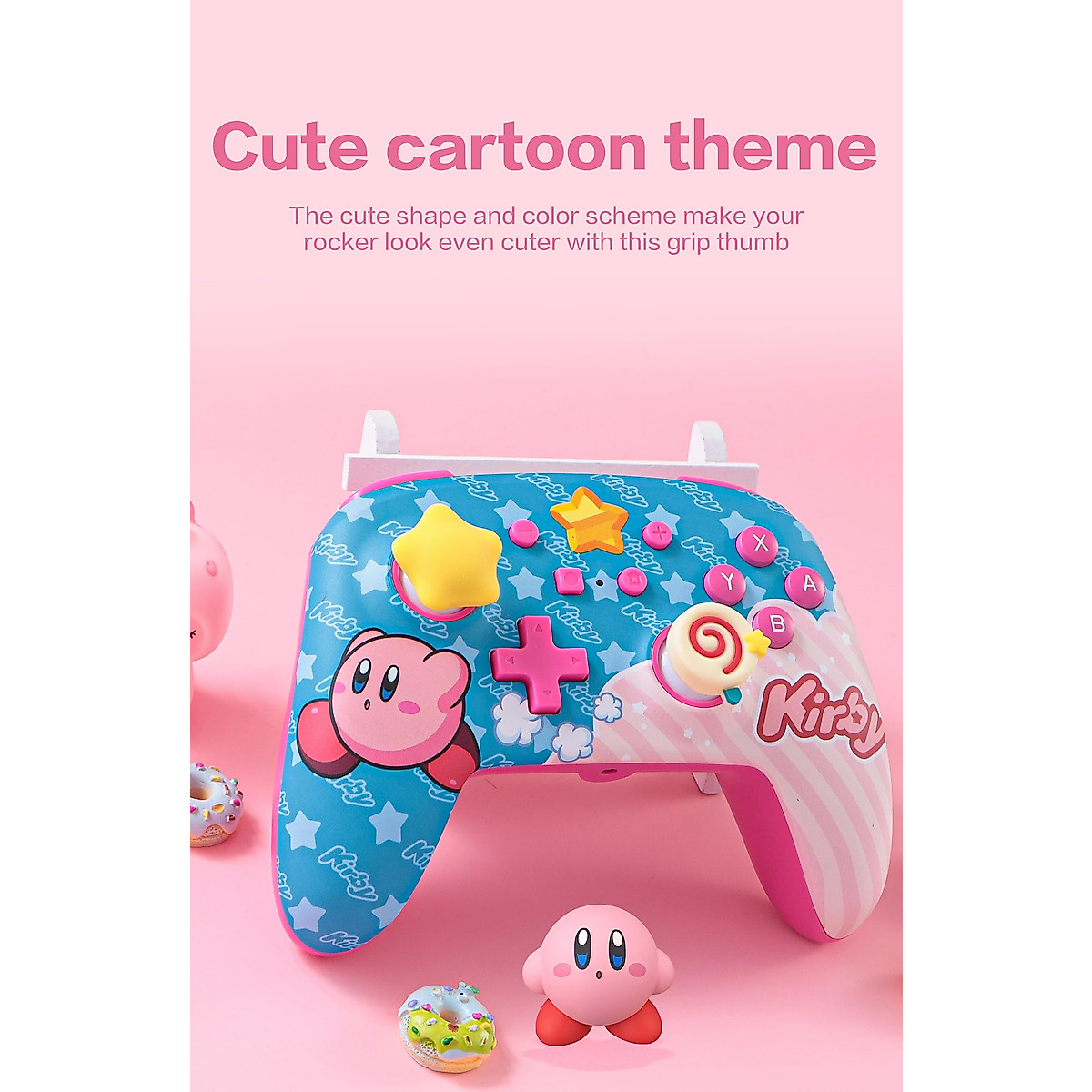 Switch Pro Controller Thumb Grips, Kirby Thumb Grip Caps Compatible with Switch Pro Controller, PS5 Controller, PS4 Controller, Xbox Controller, etc