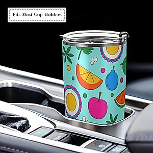 HXshaoye summer colorful fruit leaf Stainless Steel travel coffee cup with Lid and Straw coffee mug insulated for coffee safe straw tumbler 20oz vaso para agua 20oz