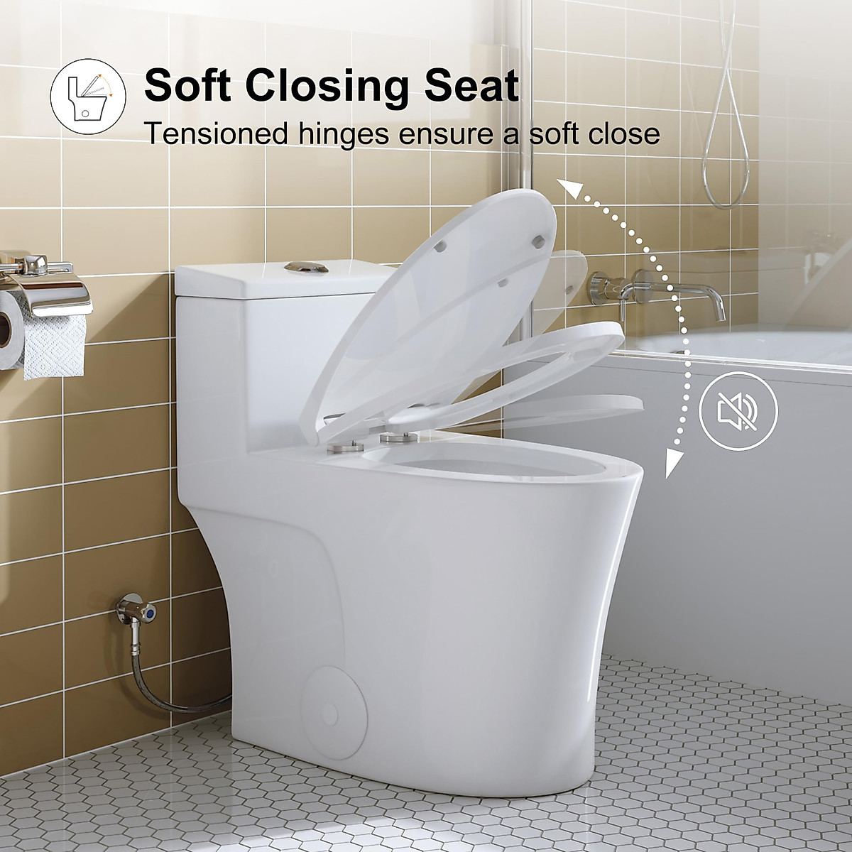 HOROW T0338W One Piece Toilet 10" Rough-in, Elongated Toilet with Comfortable Seat Height, ADA Chair Height 17.3", Dual Flush 0.8/1.28 GPF & MAP 1000g, Standard White Toilet Bowl, Space Saver Design