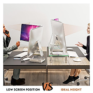 2 Pack Computer Monitor Riser with Height Adjustable Multi Media Desktop Stand for Flat Screen LCD LED TV, Laptop/Notebook/Xbox One