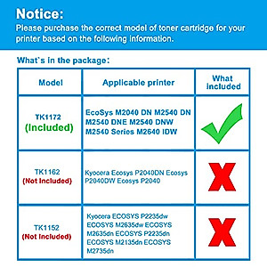 LCL Compatible Toner Cartridge Replacement for Kyocera TK1172 TK-1172 1T02S50US0 EcoSys M2040 DN M2540 DN M2540 DNE M2540 DNW M2540 Series M2640 IDW (3-Pack Black)