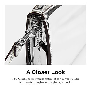 Coach Mirror Metallic Pochette, Silver
